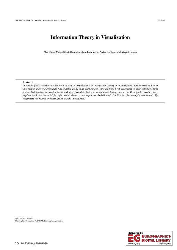 (PDF) Applications of Information Theory in Visualization Techniques