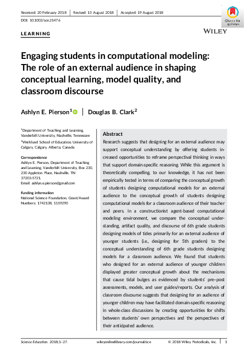 (PDF) Engaging students in computational modeling: The role of an external audience in shaping ...