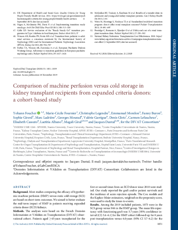 (PDF) Comparison of machine perfusion versus cold storage in kidney ...