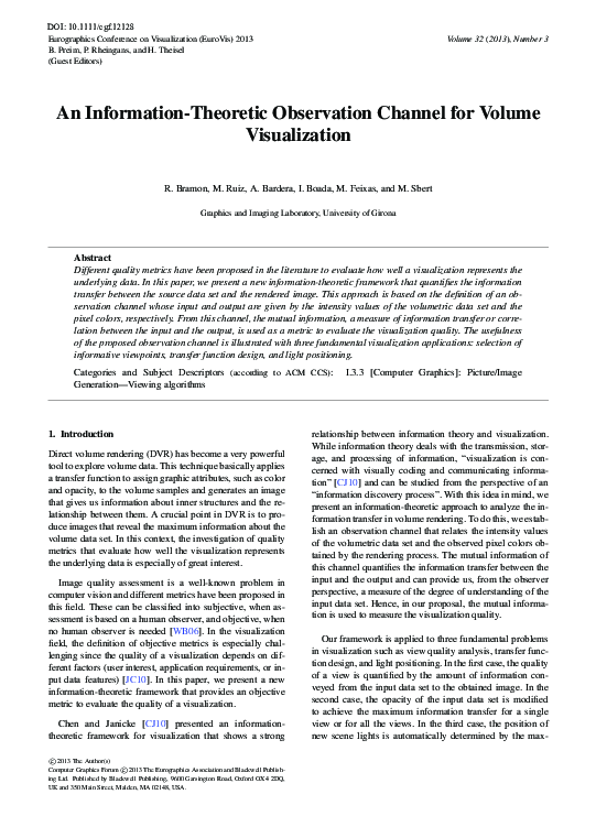 (PDF) An Information-Theoretic Observation Channel for Volume Visualization
