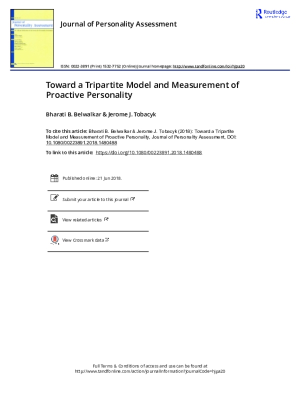 (PDF) Toward a Tripartite Model and Measurement of Proactive Personality