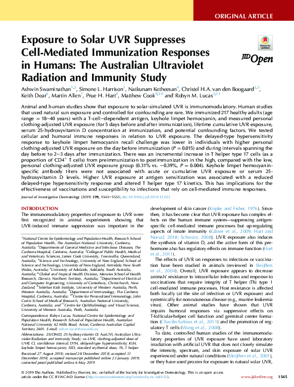 (PDF) Exposure to Solar UVR Suppresses Cell-Mediated Immunization ...