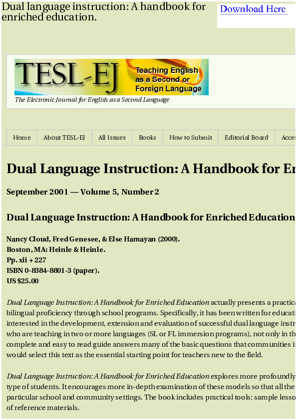 (PDF) Dual language instruction: A handbook for enriched education