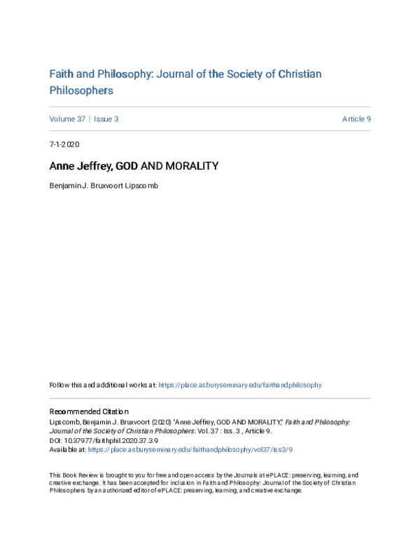 (PDF) God and Morality