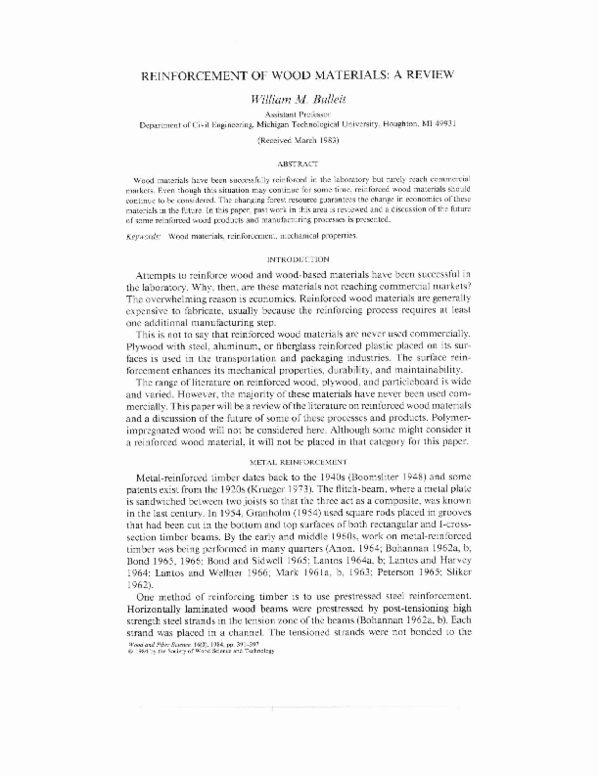 (PDF) Reinforcement of Wood Materials: A Review