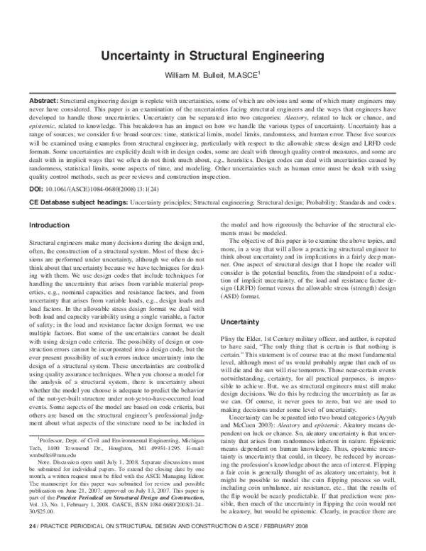 (PDF) Uncertainty in Structural Engineering