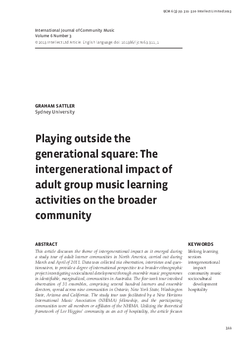 (PDF) Playing outside the generational square: The intergenerational ...