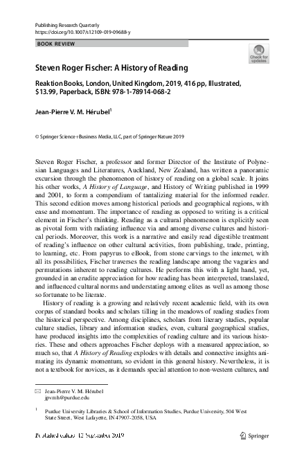 (PDF) Steven Roger Fischer: A History of Reading