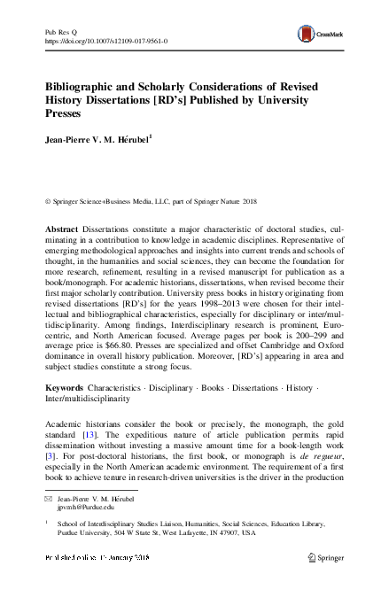 (PDF) Revised History Dissertations and Their Impact