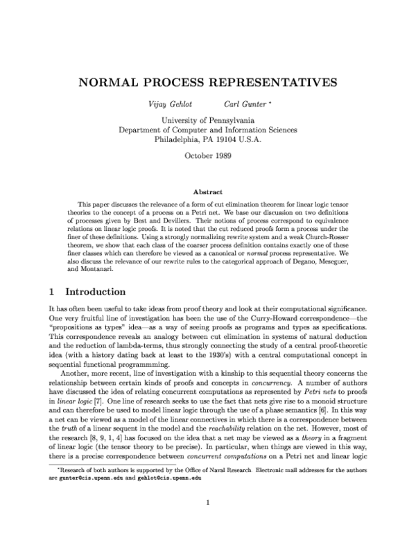 (PDF) Normal process representatives
