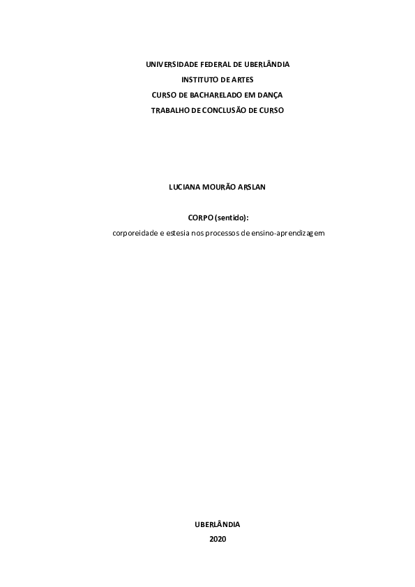 (PDF) Corpo (sentido): corporeidade e estesia nos processos de ensino ...