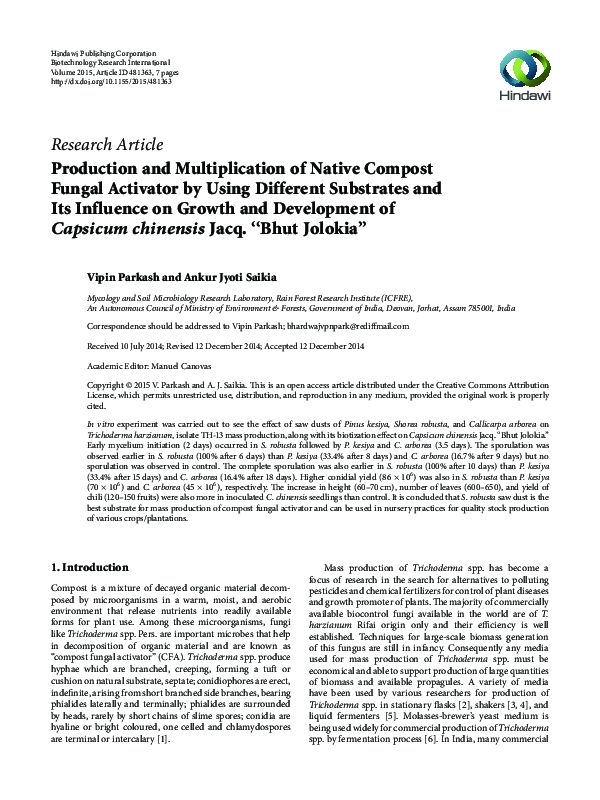 (PDF) Production and Multiplication of Native Compost Fungal Activator ...