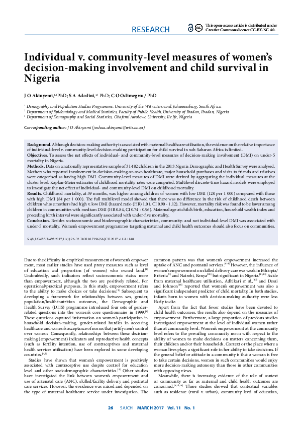 (PDF) Individual versus community-level measures of women ...
