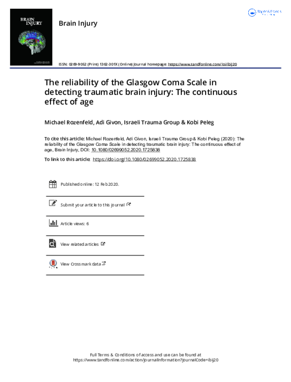 (PDF) The reliability of the Glasgow Coma Scale in detecting traumatic ...