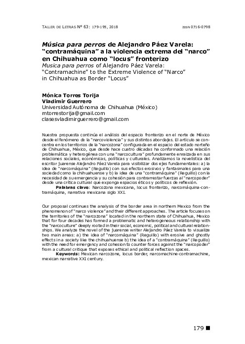 (PDF) Música para perros de Alejandro Páez Varela: “contramáquina” a la ...