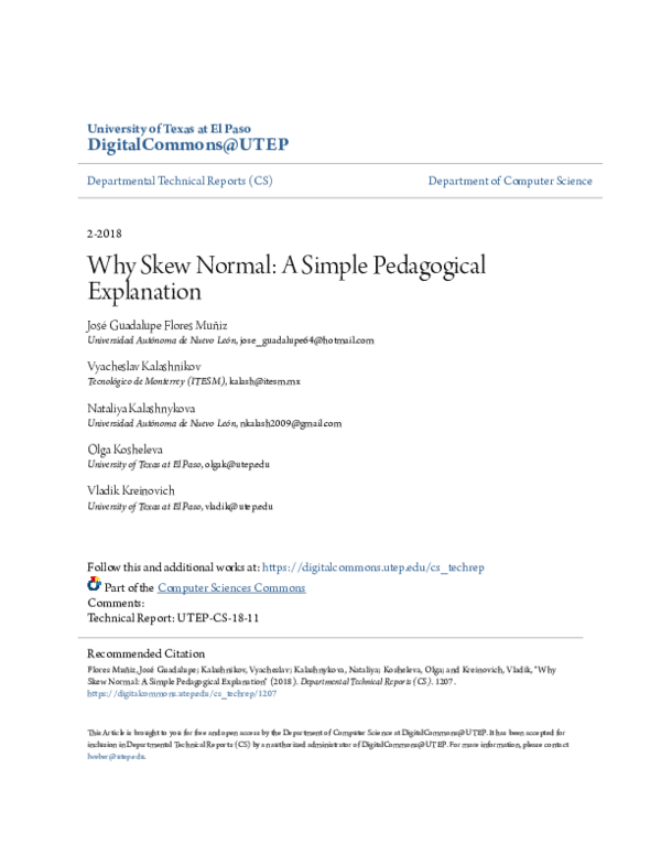 (PDF) Why Skew Normal: A Simple Pedagogical Explanation