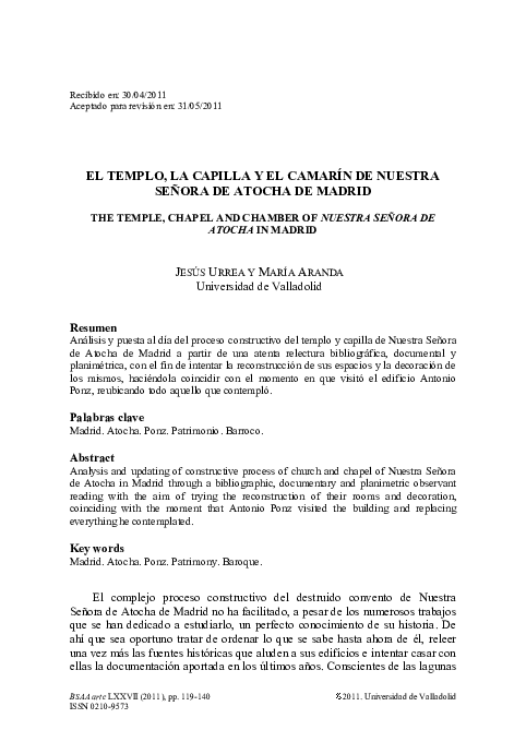 (PDF) El templo, la capilla y el camarín de Nuestra Señora de Atocha de ...