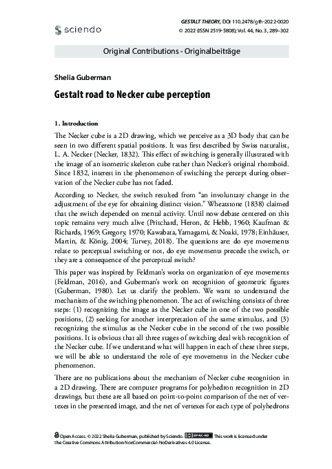 (PDF) Gestalt road to Necker cube perception