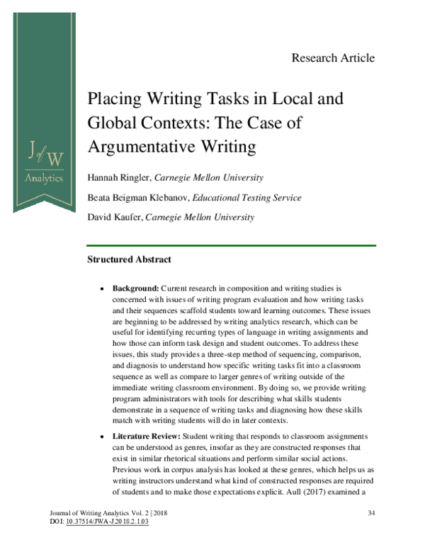 (PDF) Placing Writing Tasks in Local and Global Contexts: The Case of ...