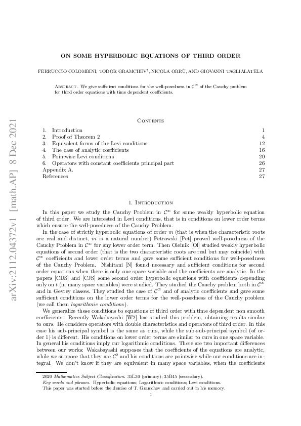 Pdf On Some Hyperbolic Equations Of Third Order