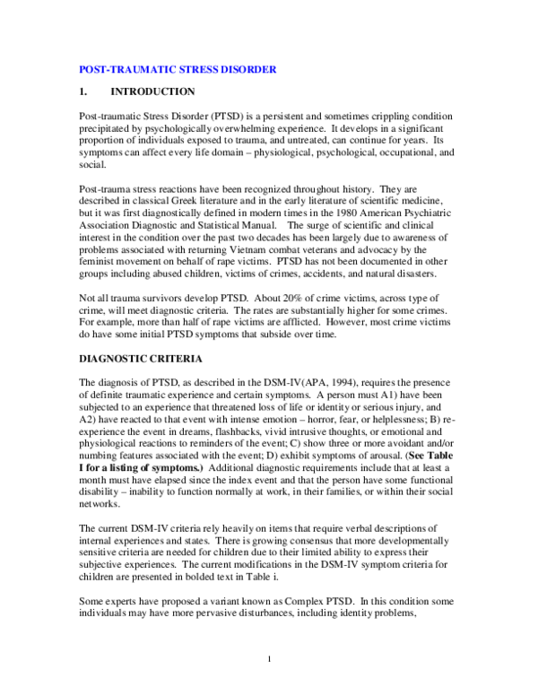 (PDF) Posttraumatic Stress Disorder