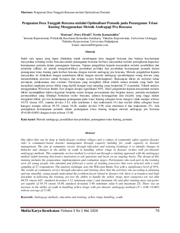 (PDF) Penguatan Desa Tangguh Bencana melalui Optimalisasi Pemuda pada ...