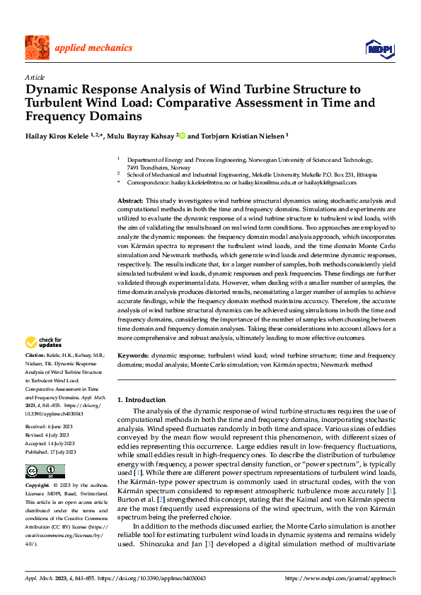 (PDF) Dynamic Response Analysis of Wind Turbine Structure to Turbulent Wind Load: Comparative ...
