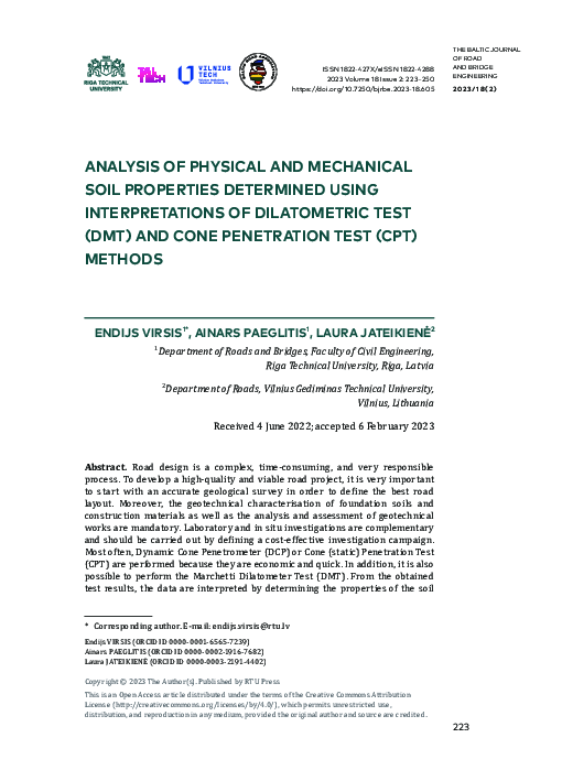 (PDF) Analysis of Physical and Mechanical Soil Properties Determined ...