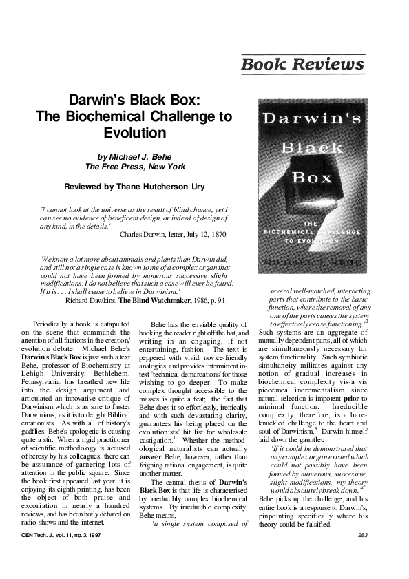 (PDF) Darwin's Black Box: The Biochemical Challenge to Evolution