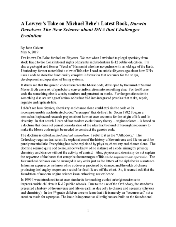 (PDF) Darwin Devolves: The New Science About DNA That Challenges Evolution