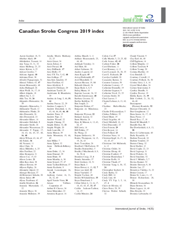 (PDF) Canadian Stroke Congress 2019 index | Ana Gollega - Academia.edu