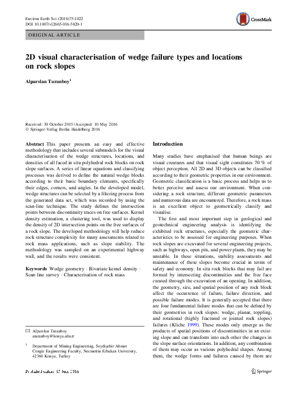 (PDF) 2D visual characterisation of wedge failure types and locations ...