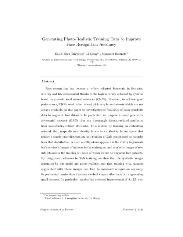 (PDF) Generating photo-realistic training data to improve face recognition accuracy