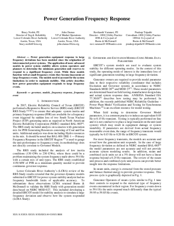 (PDF) Power Generation Frequency Response
