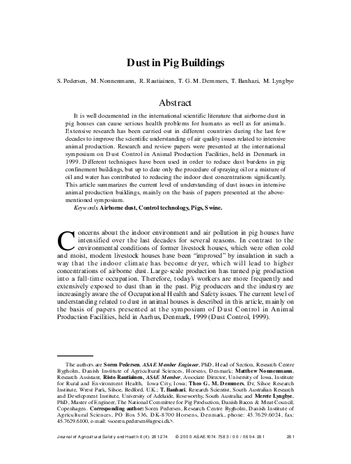 (PDF) Dust in Pig Buildings