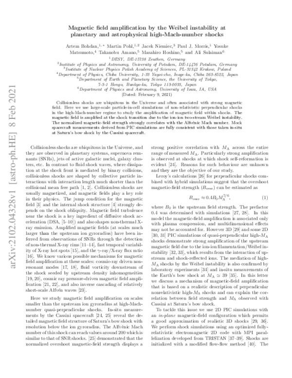 (PDF) Magnetic Field Amplification by the Weibel Instability at ...