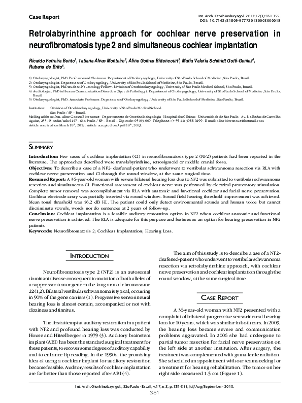 (PDF) Retrolabyrinthine approach for cochlear nerve preservation in ...