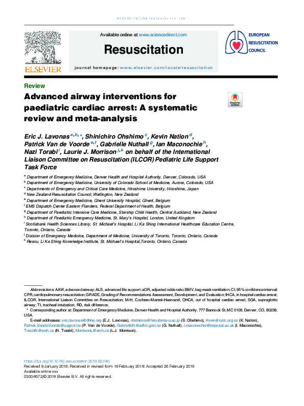 (PDF) Advanced airway interventions for paediatric cardiac arrest: A ...