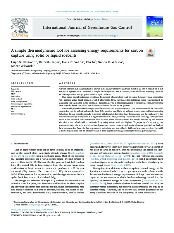 (PDF) A simple thermodynamic tool for assessing energy requirements for ...