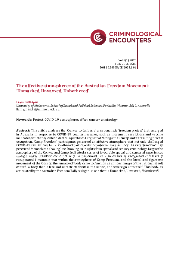 (PDF) The affective atmospheres of the Australian Freedom Movement ...