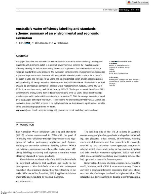 (PDF) Australia's water efficiency labelling and standards scheme ...