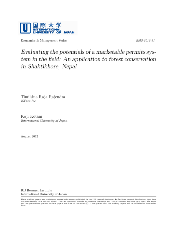 (PDF) Evaluating the potentials of a marketable permits system in the ...