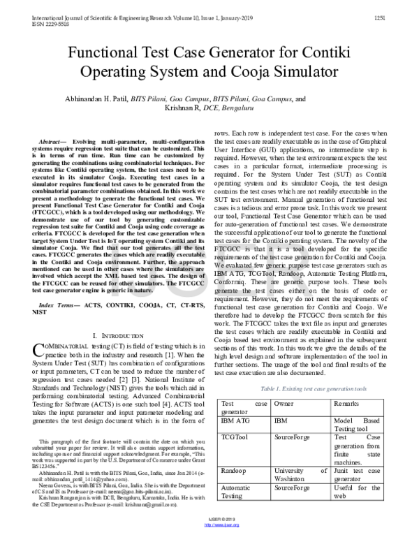 (PDF) Functional Test Case Generator for Contiki Operating System and ...
