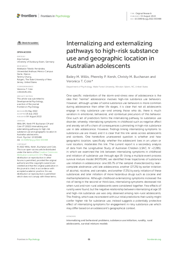 (PDF) Internalizing and externalizing pathways to high-risk substance use and geographic ...