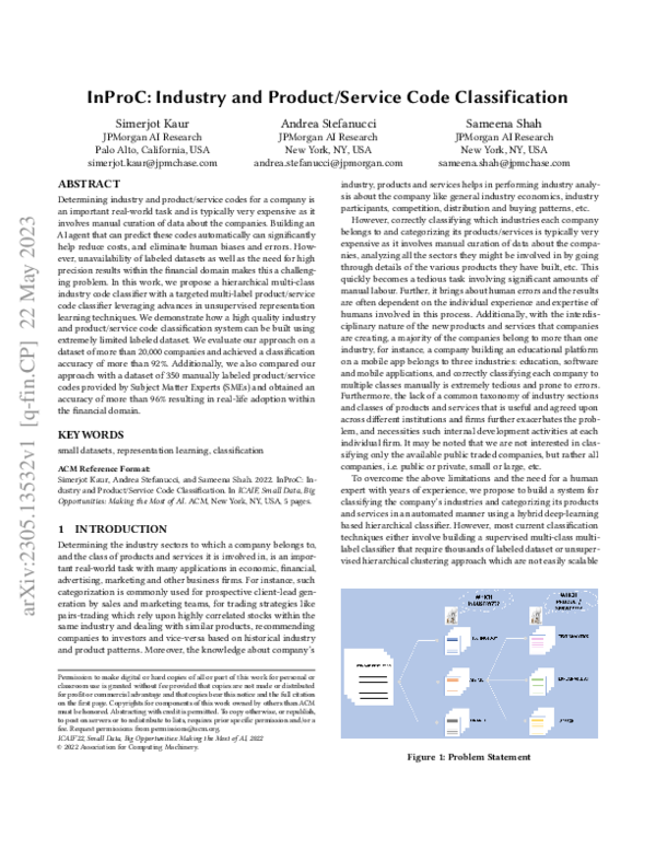 (PDF) InProC: Industry and Product/Service Code Classification