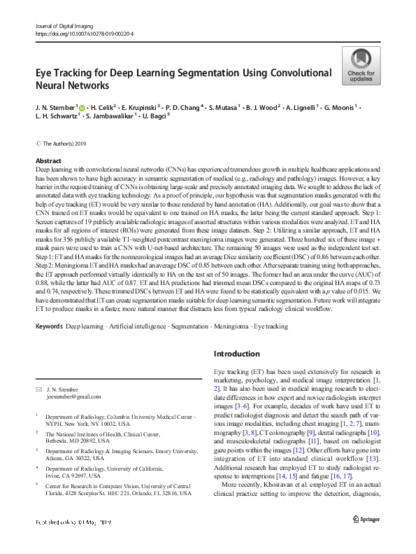 (PDF) Eye Tracking for Deep Learning Segmentation Using Convolutional ...