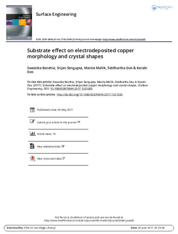 (PDF) Substrate effect on electrodeposited copper morphology and ...