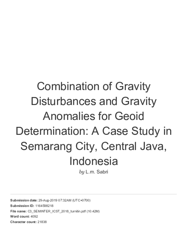 (PDF) Combination of Gravity Disturbances and Gravity Anomalies for ...