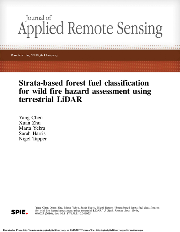 (PDF) Strata-based forest fuel classification for wild fire hazard ...