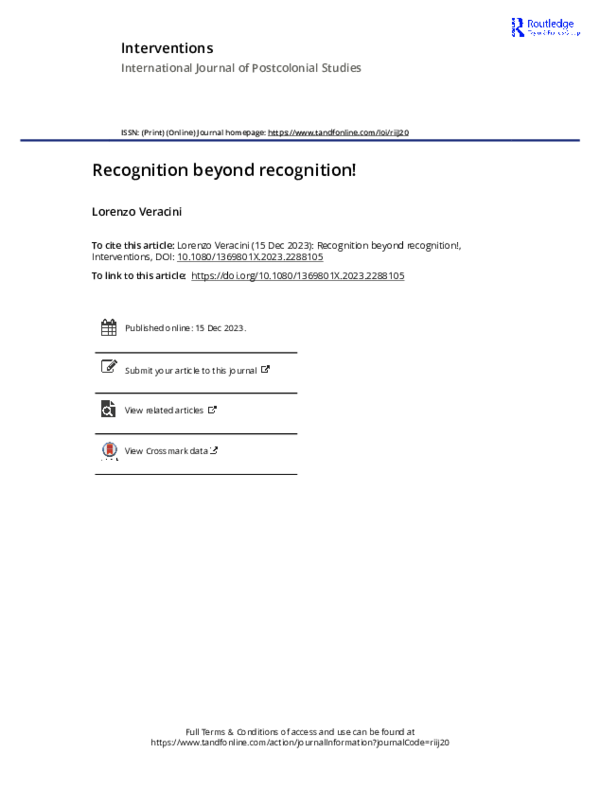 (PDF) Recognition beyond recognition